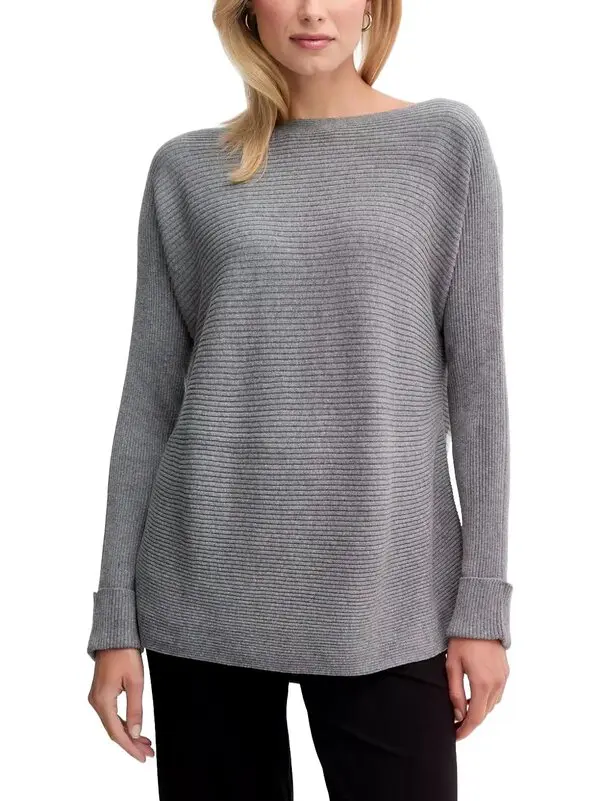 BENETTON Ribbed-knit Boat-neck Sweater - Grey