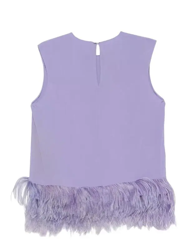 SOLOTRE Feather-trim Sleeveless Top - Purple