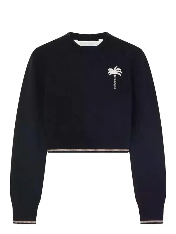 Palm Angels Palm Tree Embroidered Sweater - Black