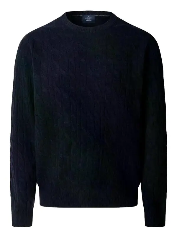 HACKETT  London Cable-knit Lambswool Sweater - Blue