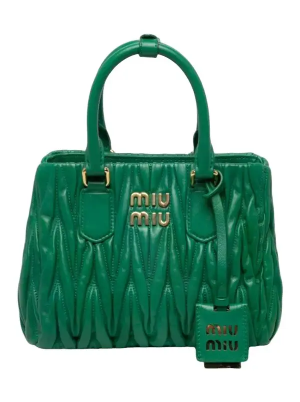 Miu Miu 2010-2026 Mini Matelasse Nappa Satchel - Green