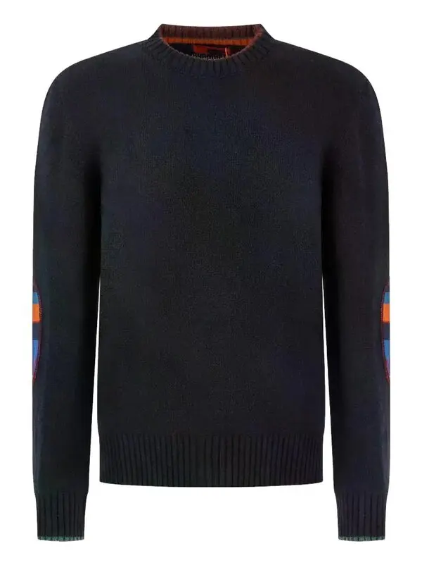 GALLO Striped-elbow-patch Sweater - Black