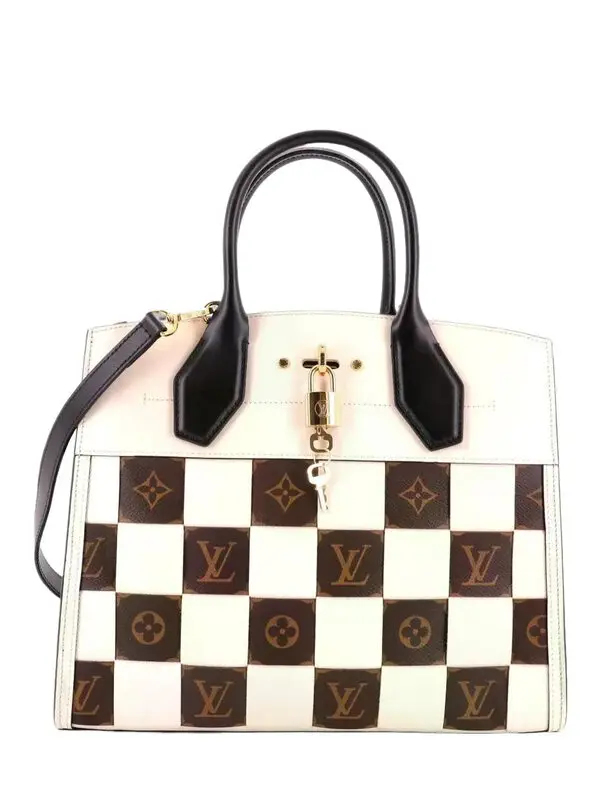 LOUIS VUITTON City Steamer Handbag Damier Tressage Monogram Canvas And Leather Mm Tote Bag - Black