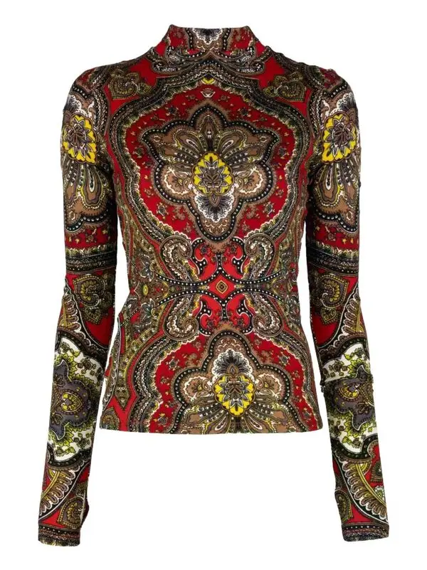 Alice + Olivia Delaina Paisley-print Top - Red