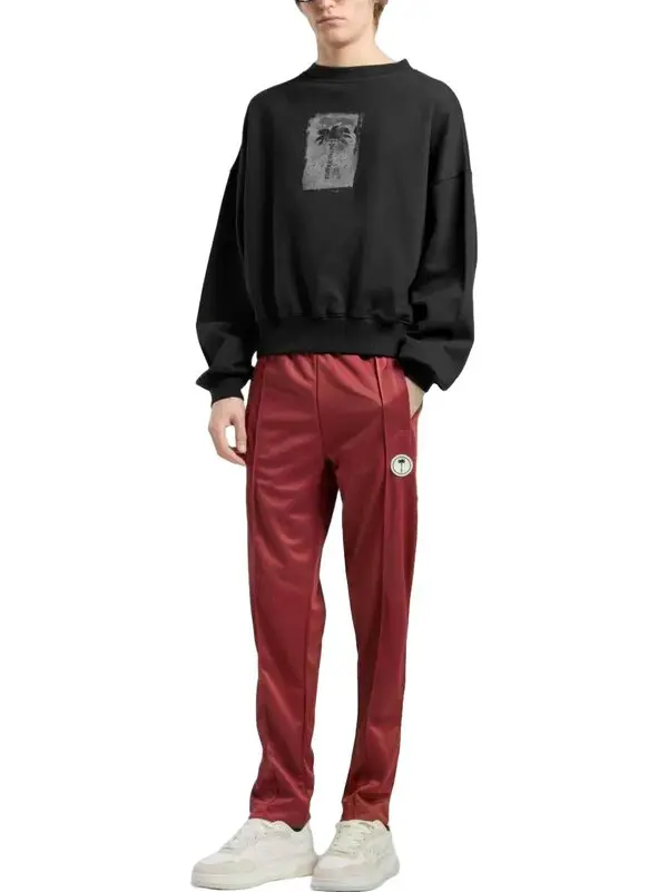 Palm Angels Brushed Palm Tree Loose Crew Sweatshirt - Black