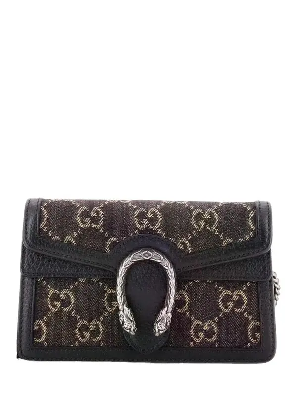 Gucci Dionysus Bag Gg Denim Super Mini Crossbody Bag - Black