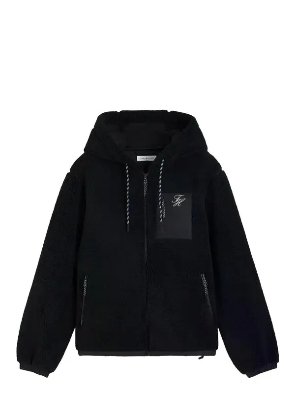 Tommy Hilfiger Logo-embroidered Fleece Jacket - Black