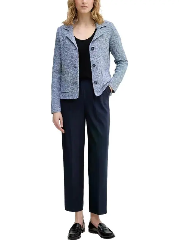 BENETTON Textured-knit Notched-lapel Cardigan - Blue