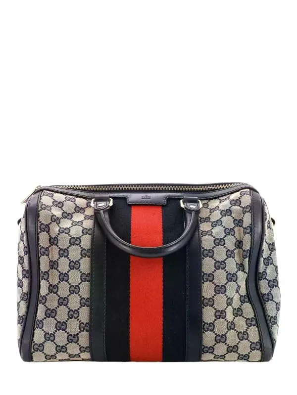 Gucci Vintage Web Boston Bag Gg Canvas Medium Satchel - Blue