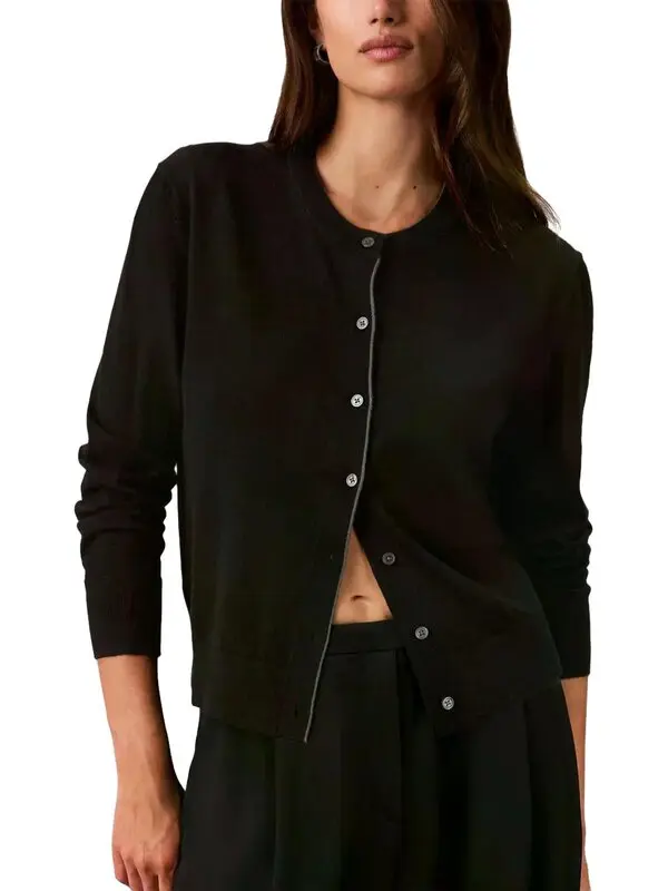 Calvin Klein Logo-embroidered Button-up Cardigan - Black