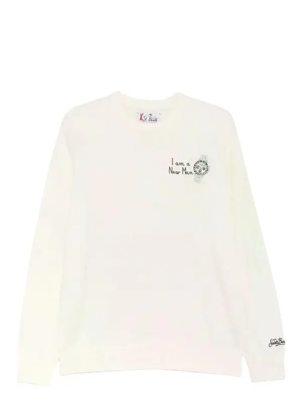 MC2 SAINT BARTH Watch New Embroidered Crew-neck Sweater - Neutrals