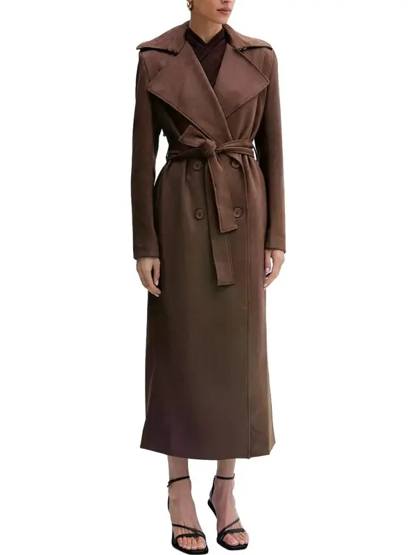 Bardot Double-breasted Belted Coat - Brown
