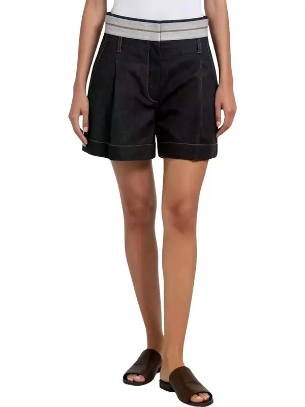 Brunello Cucinelli Pleated Denim Shorts - Blue