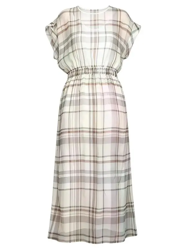 Brunello Cucinelli Check-print Midi Dress - Neutrals