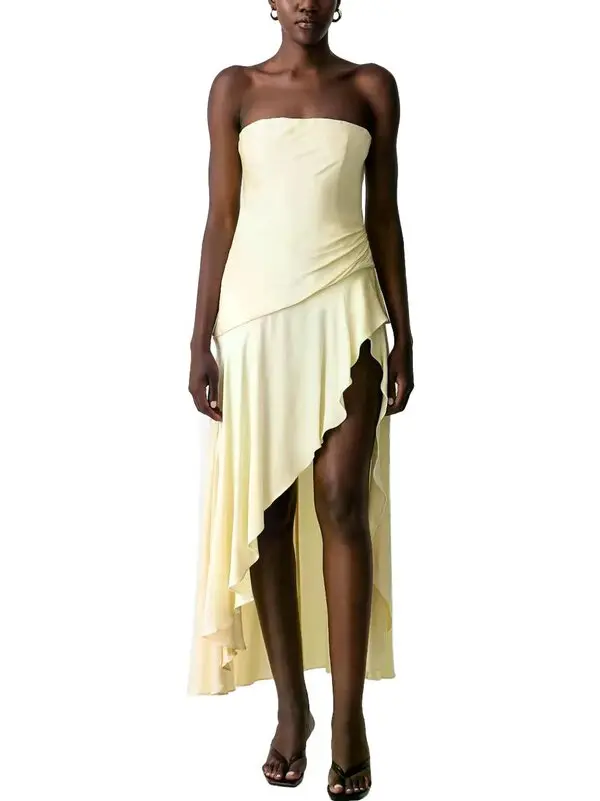 Bardot Lorenza Strapless Ruffled Midi Dress - Neutrals