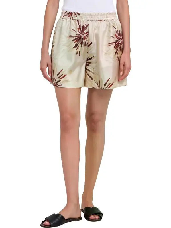 Brunello Cucinelli Floral-print Silk Shorts - Neutrals