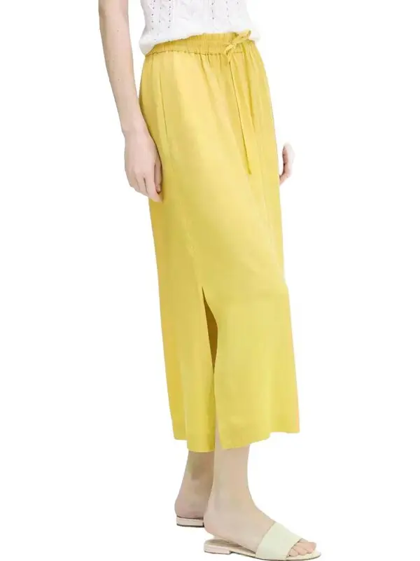 BENETTON Drawstring Side-slit Midi Skirt - Yellow