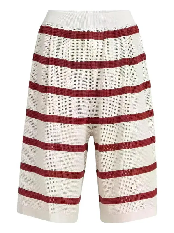Brunello Cucinelli Striped Open-knit Trousers - White