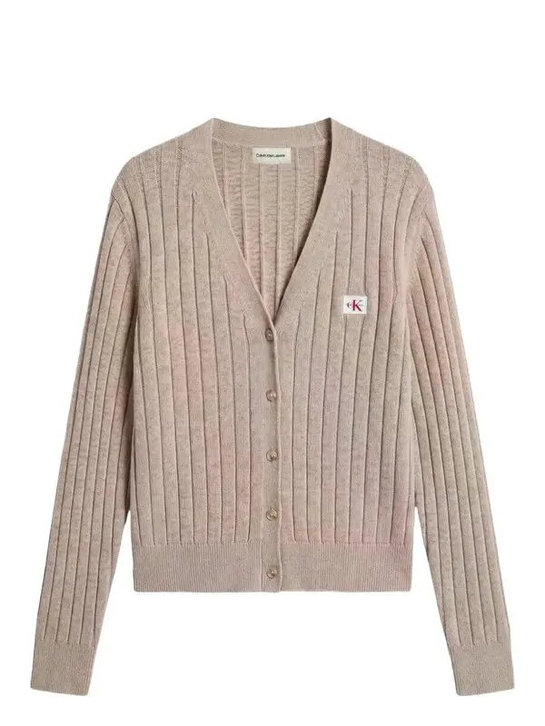 Calvin Klein Ribbed-knit Cardigan - Neutrals