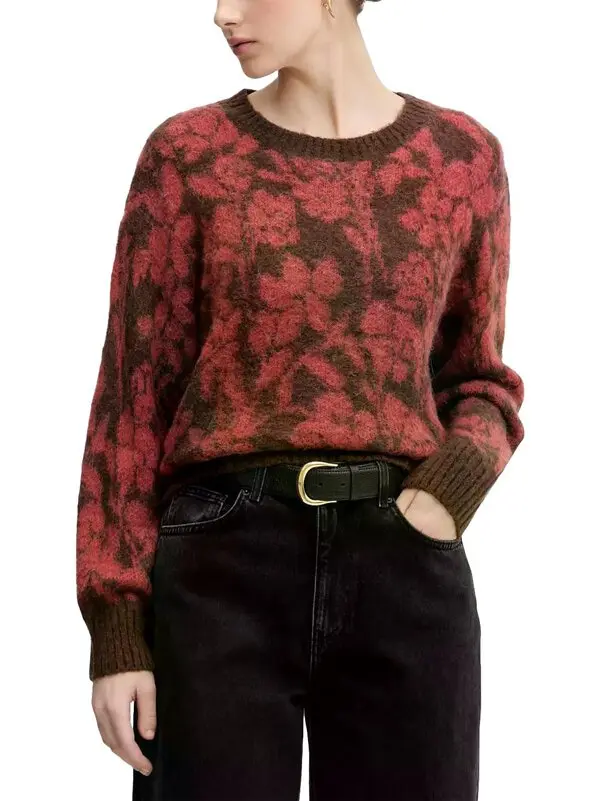 BENETTON Floral-intarsia Sweater - Red