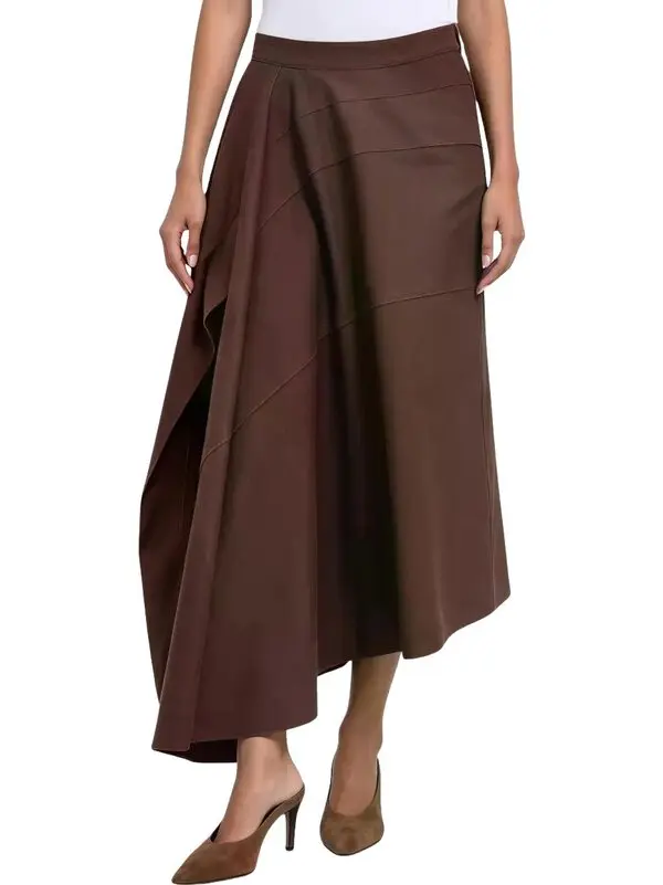 Brunello Cucinelli Asymmetric Tiered-effect Skirt - Brown