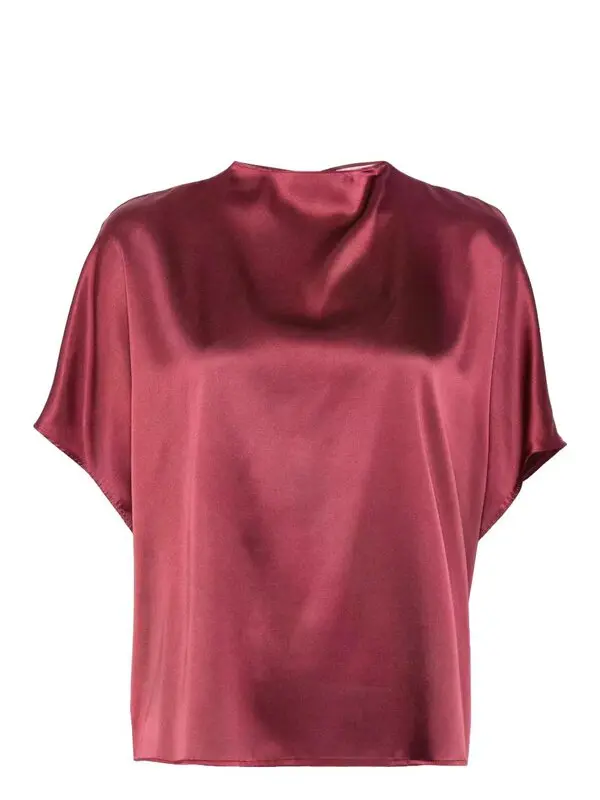 SOLOTRE Satin-finish Rear-zip Top - Red