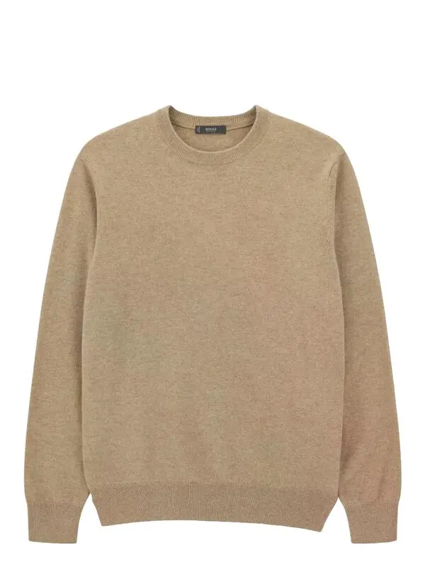 Boggi Milano Crew-neck Jumper In Wool And Cashmere - Neutrals