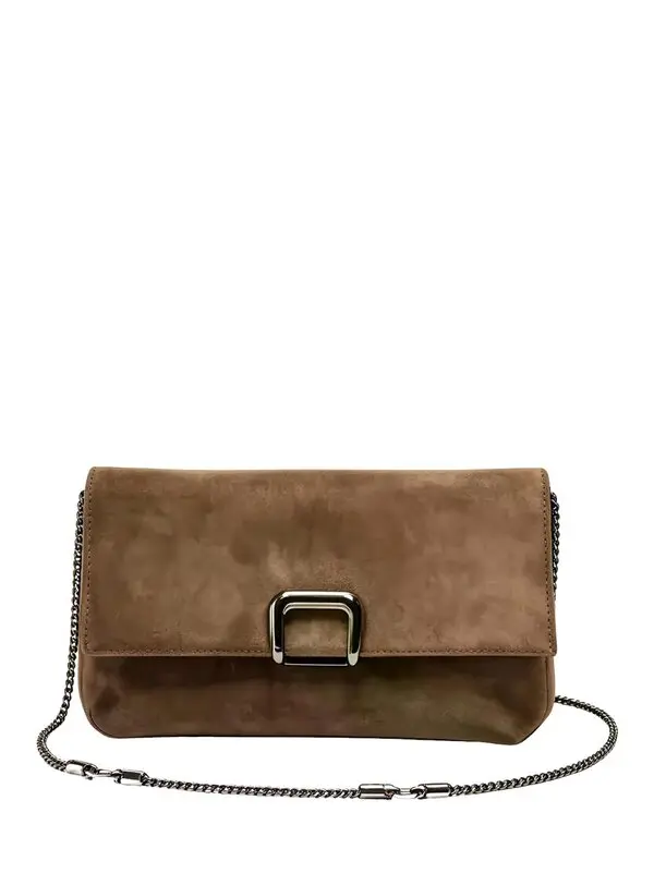 Brunello Cucinelli Suede Chain-strap Clutch Bag - Brown