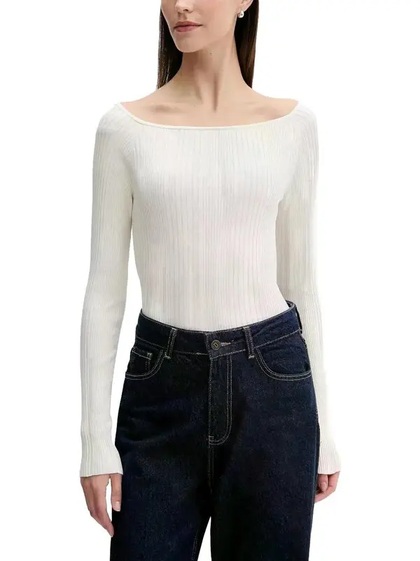 BENETTON Ribbed Boat-neck Sweater - White