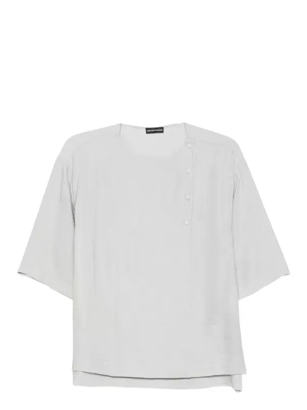 Emporio Armani Button-detail Round-neck Blouse - Grey