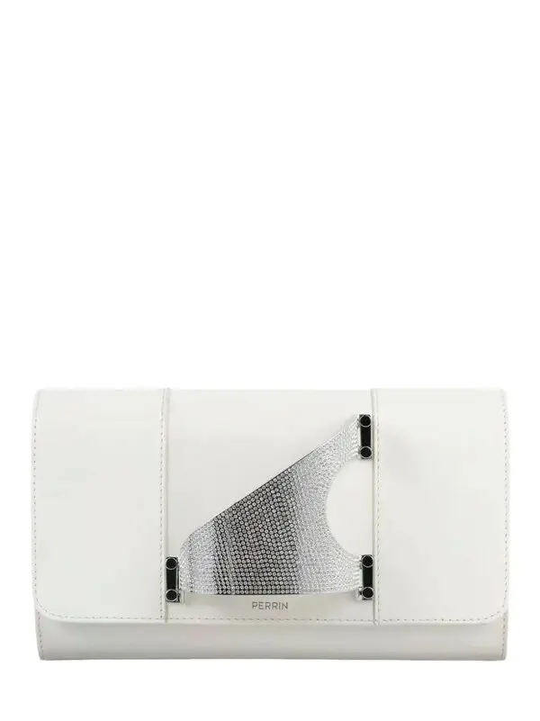 Perrin L'eiffel Strass Leather Clutch Bag - Neutrals