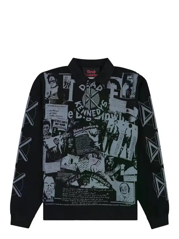 PLEASURES Poster Long-sleeve Polo Shirt - Black