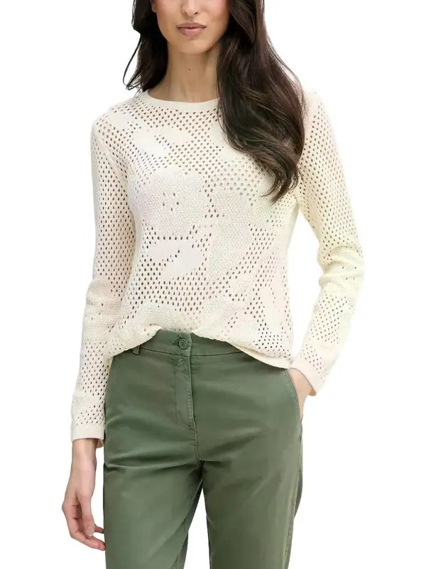 BENETTON Open-knit Floral-pattern Sweater - White