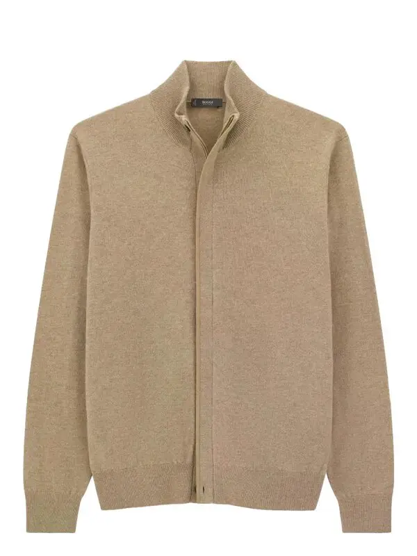 Boggi Milano Roll-neck Jumper Full-zip Wool Cashmere Mélange - Neutrals