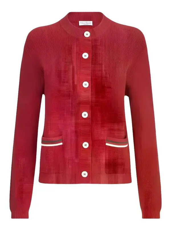 Brunello Cucinelli Ribbed-knit Button-up Cardigan - Red