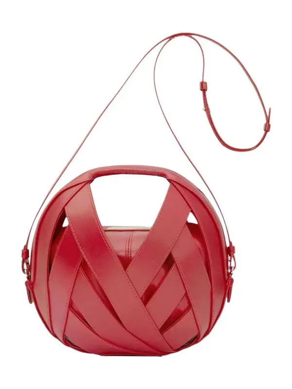 Perrin Le Petit Panier Basket-weave Shoulder Bag - Red