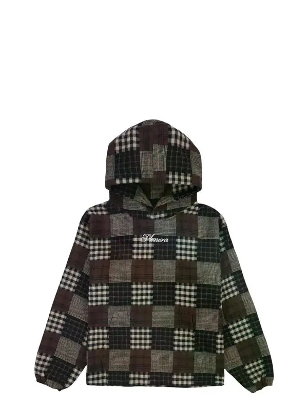 PLEASURES Madras Patchwork Check-print Hoodie - Brown