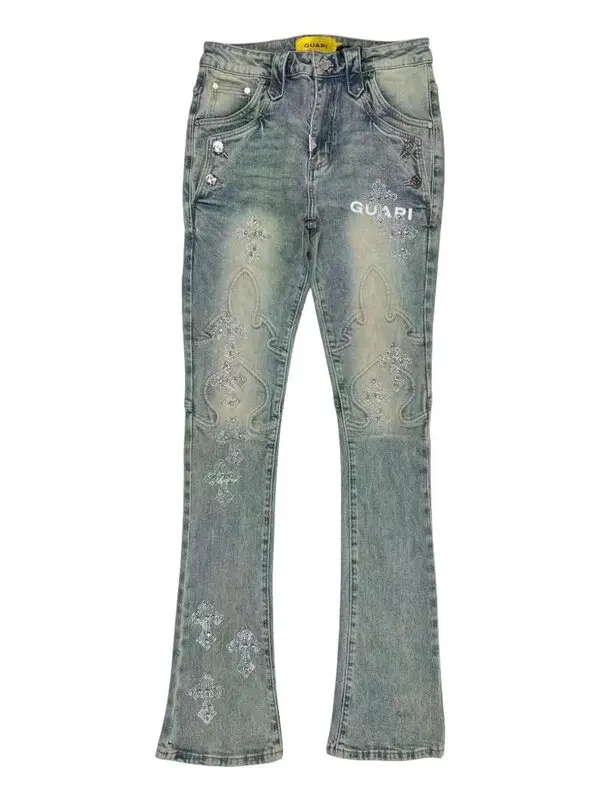 GUAPI Rhinestone-embellished Stacked Jeans - Blue