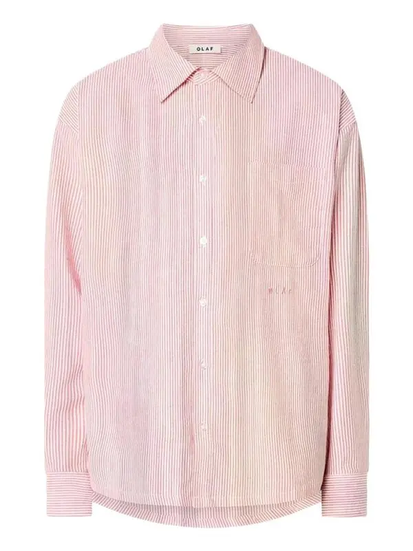 OLAF Vertical-stripe Logo-embroidered Shirt - Red