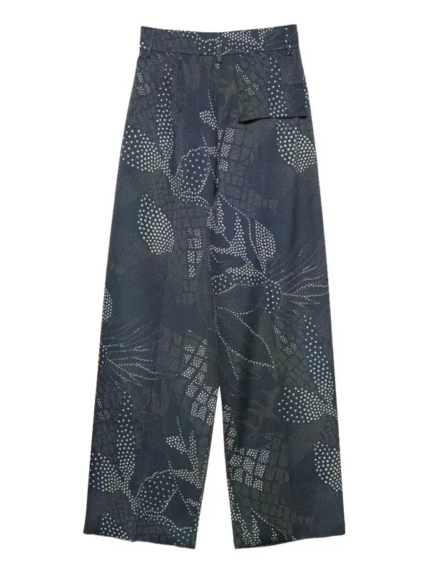 Emporio Armani Print Pallazzo Pants - Blue
