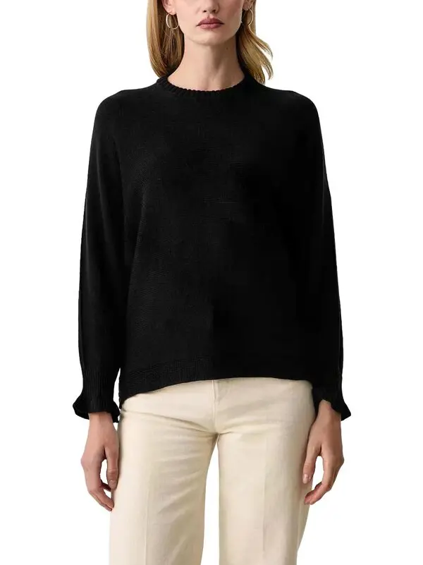 TWINSET Ruffled-cuff Crew-neck Sweater - Black