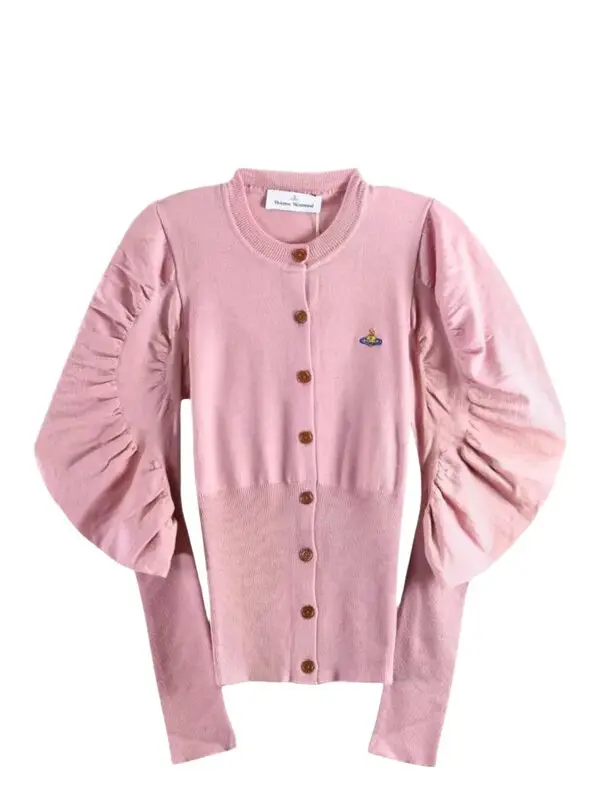 VIVIENNE WESTWOOD Orb-embroidered Puff-sleeve Cardigan - Pink