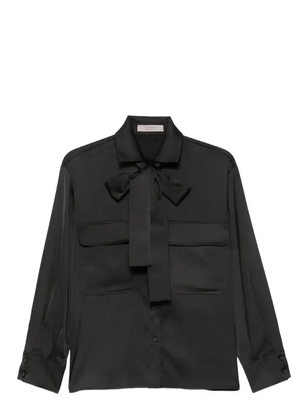 D.exterior Bow-detail Pocketed Shirt - Black