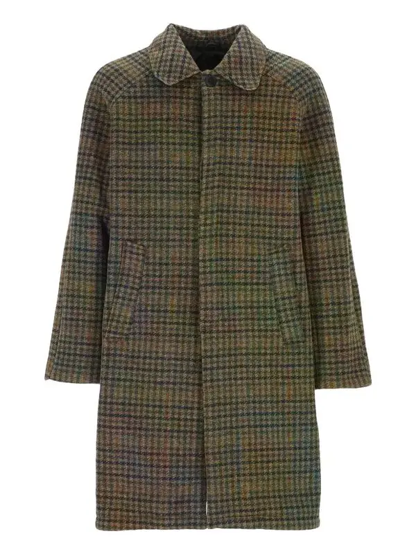 GINOGORI 1968 Check-pattern Raglan-sleeve Coat - Brown
