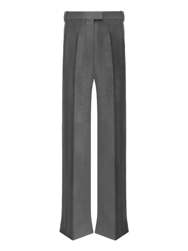 SITUATIONIST Tartan Pleated Wool Trousers - Grey