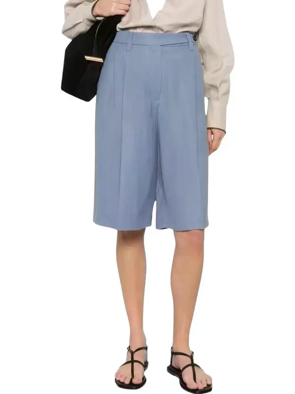 Brunello Cucinelli Pleated-detail Tailored Shorts - Blue