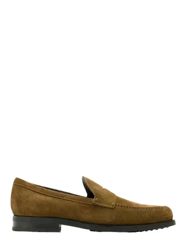 TOD'S Pebbled-sole Suede Penny Loafers - Brown