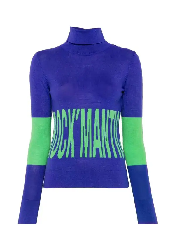 Patrizia Pepe Colour-block Intarsia-knit Sweater - Blue