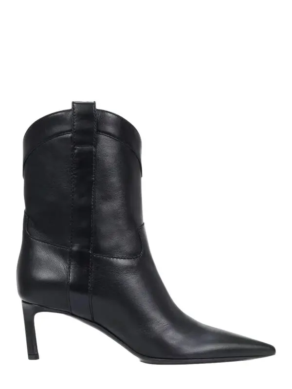 SERGIO ROSSI Pointed-toe Leather Ankle Boots - Black