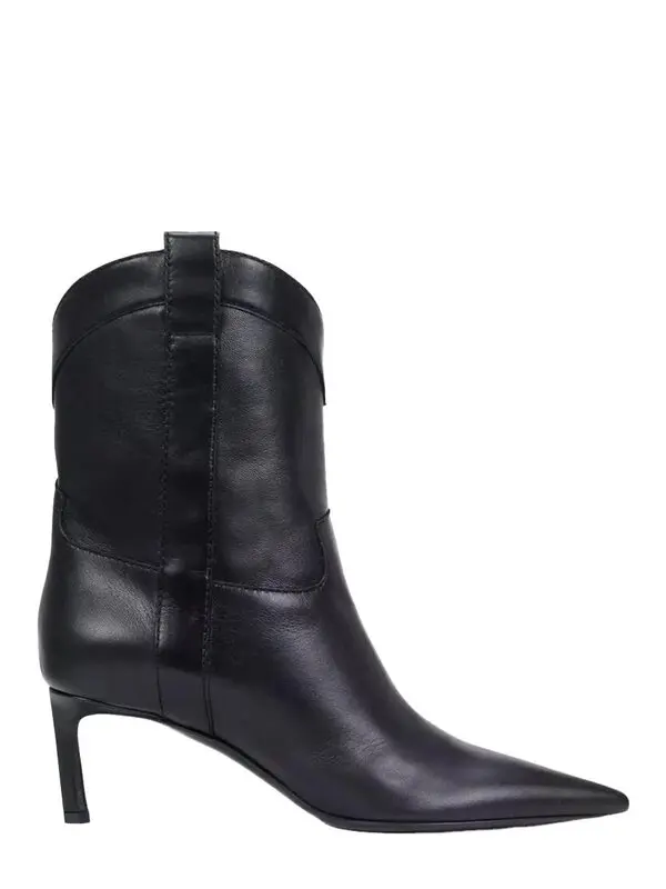 SERGIO ROSSI Pointed-toe Leather Ankle Boots - Black